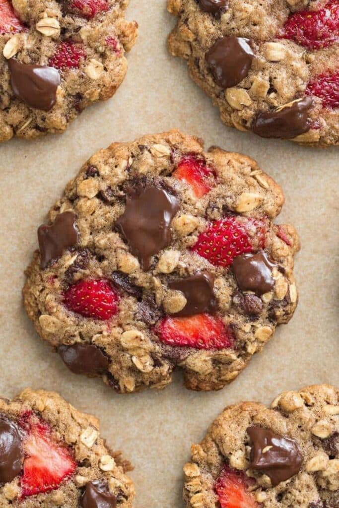 Strawberry Oatmeal Breakfast Cookies